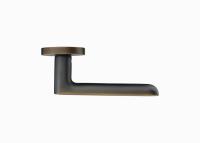 China Geometric Style Brass Door Handles 131mm 57mm Door Lever Handle on Rosette for sale
