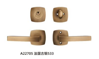 China American Style Bedroom Door Handle Lock , 63.5mm Interior Door Brass Handle Lock for sale