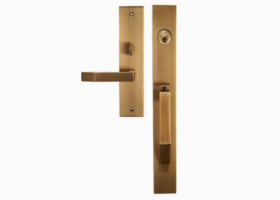 China 450mm 60mm Exterior Door Locks Entry Door Handle Entrance Set Yellow Bronze Surface for sale
