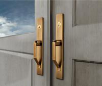 China 450mm 60mm Exterior Door Locks Entry Door Handle Entrance Set Yellow Bronze Surface for sale