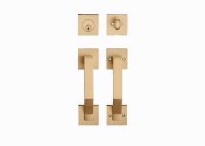 China 175mm Front Entry Door Pull Handle Slim Square Single Cylinder Deadbolt Lock Set for sale