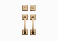 China Brass Front Double Door Handle Lock Set Black Finish Modern Style for sale