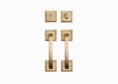 China Brass Front Double Door Handle Lock Set Black Finish Modern Style for sale