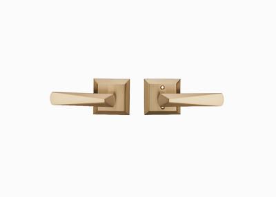 China Square Brass Handles , Non Locking Passage Door Lever For Hallway for sale