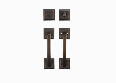 China Amertop brass Front Double Door Handle Lock Set Black Finish in coffee Modern Style for sale