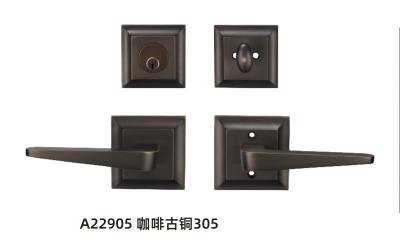 China Plated Square OEM Thick 38mm Front Door Lever Handle Set for sale