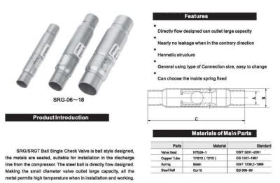 China SRG-06 Refrigeration Brass Check Valve Ball Single Check Valves for sale