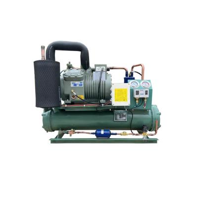 China 5HP Water Cooled Condensing Unit with Shell and Tube Seawater Condenser for Cold Room 220V 3PH 60HZ for sale