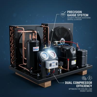 China CE ISO Certified Small Condensing Unit 2HP Hermetic Scroll R134a R404A European Market Compliant Cold Room Freezer for sale