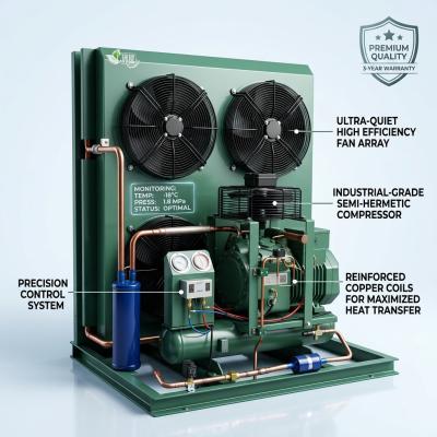 China Water Cooled Semi Hermetic Condensing Unit 4FES-5Y Shell Tube Condenser Industrial Refrigeration for sale