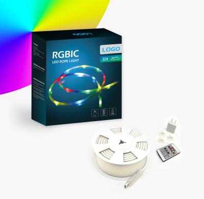 China RGBIC Neon Rope Light WiFi BLE  10M LED Rope Light Remote Controlled for sale