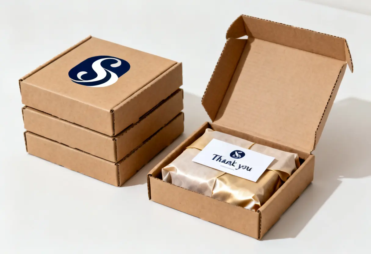 Custom branded shipping boxes with logo creating a memorable unboxing experience for e-commerce customers
