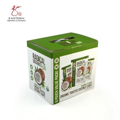 China Custom Beverage Packaging Boxes | 8 pc Drink Packaging box With Handle  | white Corrugated Cardboard Box for sale