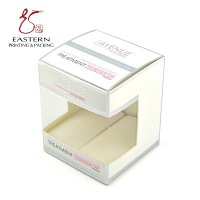 China Custom Cosmetic Packaging Box with Transparent Window 100mm Width Folding Cardboard for sale