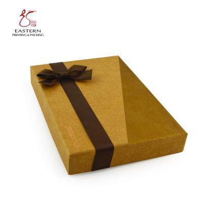 China 45mm Height Kraft Paper Chocolate Packaging Box with Brown Ribbon Custom Size for sale