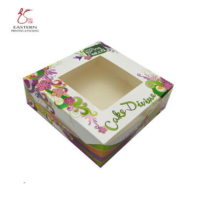 China Custom 28cm Cardboard Cake Boxes with Window Eco Friendly Foldable Packaging for sale