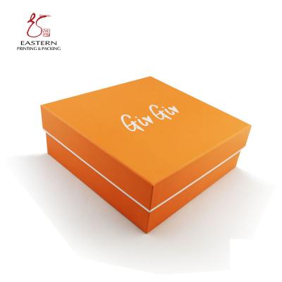 China Orange Color 1200gsm Hard Cardboard Gift Boxes With Lid for sale