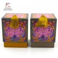China Custom Candle Packaging Box with Tassel Lid Eco-Friendly Artcard Paper 4 Color Offset Printing for sale