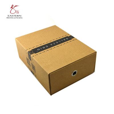 China Custom Kraft Paper Corrugated Shoe Box Drawer Type 4 Color CMYK Printing Custom Size Accepted for sale