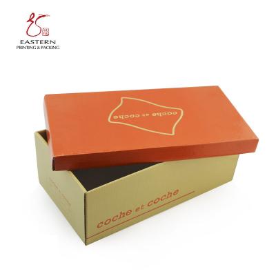 China Custom Corrugated Shoe Box with Lid and Bottom Recyclable Paper Packaging 500 Pcs for sale