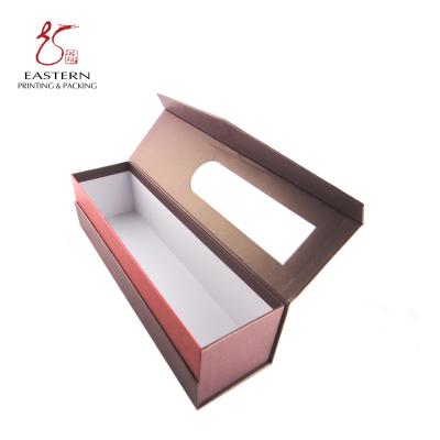 China Custom Pink Cardboard Wine Packaging Boxes with PVC Window 500pcs MOQ for sale