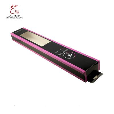 China Luxury Black Hair Extension Packaging Box 4cm x 25cm Customizable Premium Cosmetics Box for sale