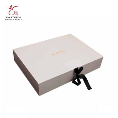 China Nature Plain Hard Cardboard Gift Boxes With Ribbon Closure for sale
