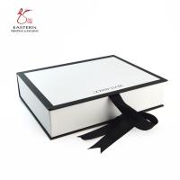China Custom Hard Cardboard Book Style Gift Box 5.5cm Height with Black Ribbon Closure for sale