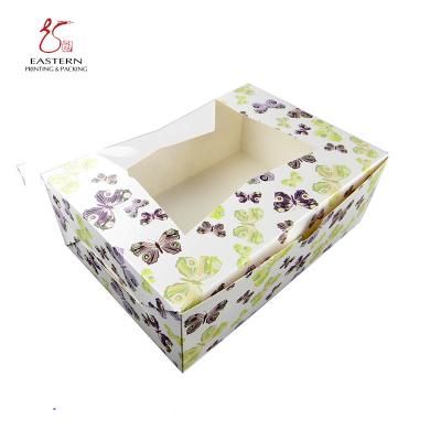 China Custom Printed Single Cake Packaging Box Cardboard Pastry Box with Clear Window 4 Color Offset for sale