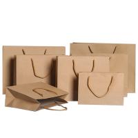 China Wholesale Brown Kraft Paper Gift Bags with Handle Custom Size 130x190mm to 430x320mm for sale
