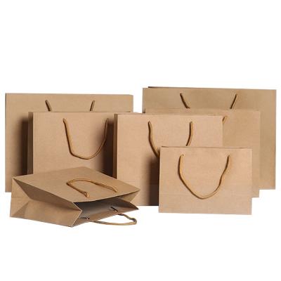 China Wholesale Brown Kraft Paper Gift Bags with Handle Custom Size 130x190mm to 430x320mm for sale