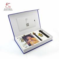 China Custom CMYK Rigid Cardboard Gift Boxes Blue Printed with Insert 4 Color Offset for sale