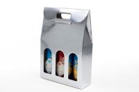 China 3 Wine Bottle Gift Boxes With Handle Eco Friendly Corrugated Cardbord Paper for sale