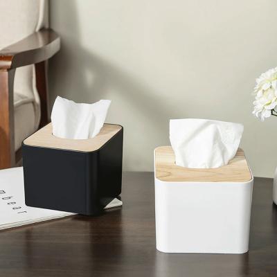 China Eco Friendly Bamboo PP Tissue Box 19x10x11.5cm for Hotel Guest Room Supplies Custom Logo for sale