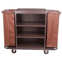 China Brown Stainless Steel Hotel Housekeeping Trolley 140x112x46cm Cleaning Cart for sale