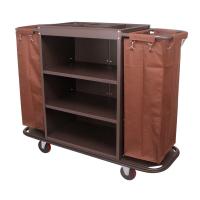 China Brown Stainless Steel Hotel Housekeeping Trolley 140x112x46cm Cleaning Cart for sale