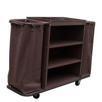 China Brown Stainless Steel Hotel Housekeeping Trolley 140x112x46cm Cleaning Cart for sale
