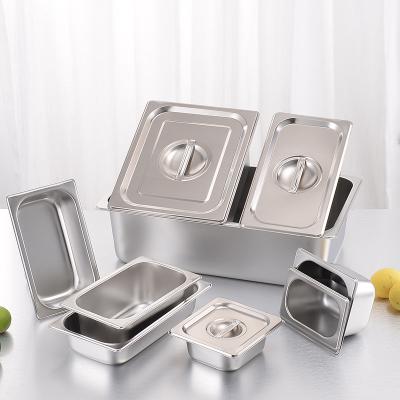 China 304 Stainless Steel GN Food Pan 0.8mm Thick Hotel Catering Container with Lid for sale