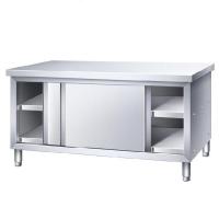 China Food Grade Stainless Steel Work Table with Double Doors 201 304 Commercial Kitchen for sale