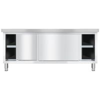 China Food Grade Stainless Steel Work Table with Double Doors 201 304 Commercial Kitchen for sale