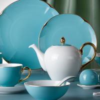 China Blue Bone China Dinnerware Porcelain Dinner Set Hotel Collection Bone China for sale