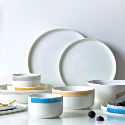 China China Porcelain Dinner Set Super White 12-Piece Round Ceramic Tableware for Hotel Restaurant for sale