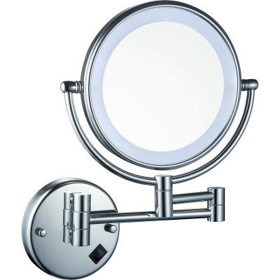 China LED Hotel Magnifying Mirror 8 Inch Wall Mounted Makeup Mirror 3x 5x 7x 10x for sale