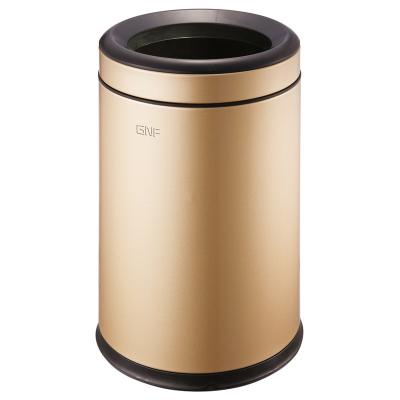 China 6L 8L 12L Stainless Steel Trash Can Double Layer Round Dustbin for Hotel Guest Room for sale