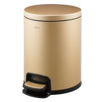 China Champagne Gold Foot Operated Hotel Trash Bin with Lid 430 Stainless Steel 230mm for sale