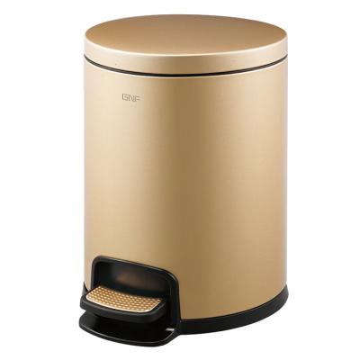 China Champagne Gold Foot Operated Hotel Trash Bin with Lid 430 Stainless Steel 230mm for sale