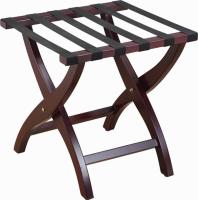 China Hotel Heavy Duty Wooden Luggage Rack 500x400x800mm 150lb Capacity 6 Black Straps for sale