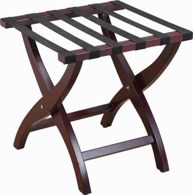 China Hotel Heavy Duty Wooden Luggage Rack 500x400x800mm 150lb Capacity 6 Black Straps for sale