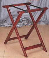 China Hotel Heavy Duty Wooden Luggage Rack 500x400x800mm 150lb Capacity 6 Black Straps for sale