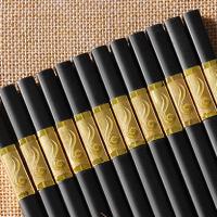 China Gold Plated Plastic Sushi Chopsticks 24cm Non Slip Chinese Chopsticks Set for sale